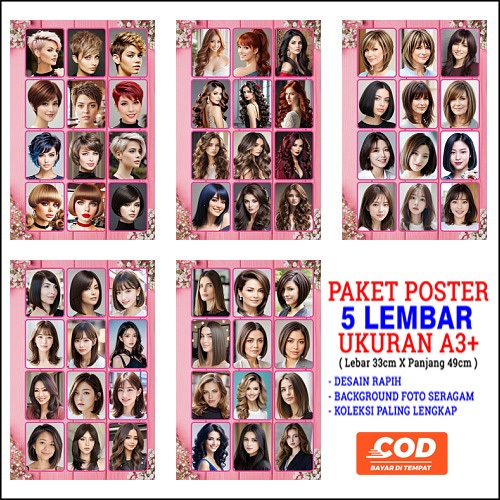 Jual Poster Model Rambut Wanita - Poster Salon Wanita Terbaru - Paket 5 ...