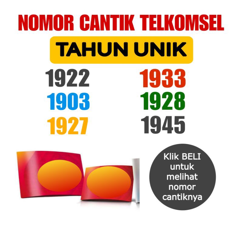 Jual Kartu Perdana Tsel Seri Tahun Unik 1922 1933 1903 1945 Terbaik ...