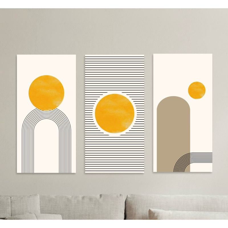 Jual Hiasan Dinding Scandinavian Circle Kuning 15x30cm (1 Set 3 Panel ...