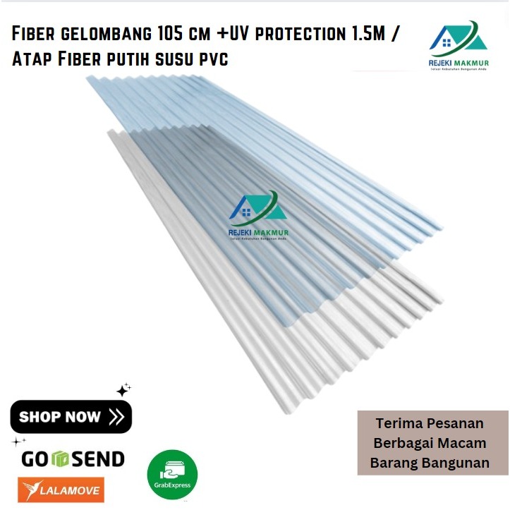 Jual Fiber gelombang + UV protection 1.5 Meter x 105 cm x 0.8 mm Bening ...
