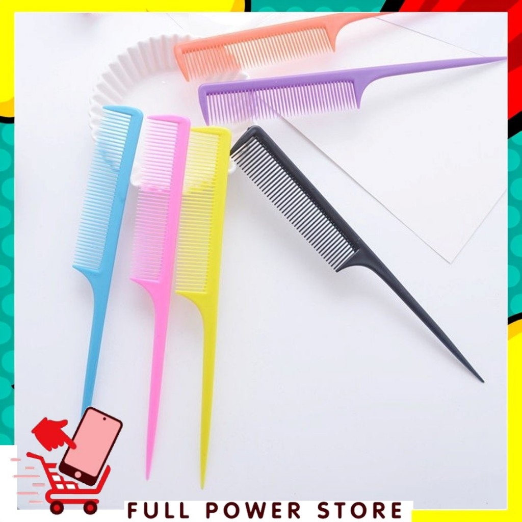 Jual FPS Sisir Sasak Plastik Polos Warna Warni Sederhana Sisir Rambut Sanggul Gagang Panjang ...
