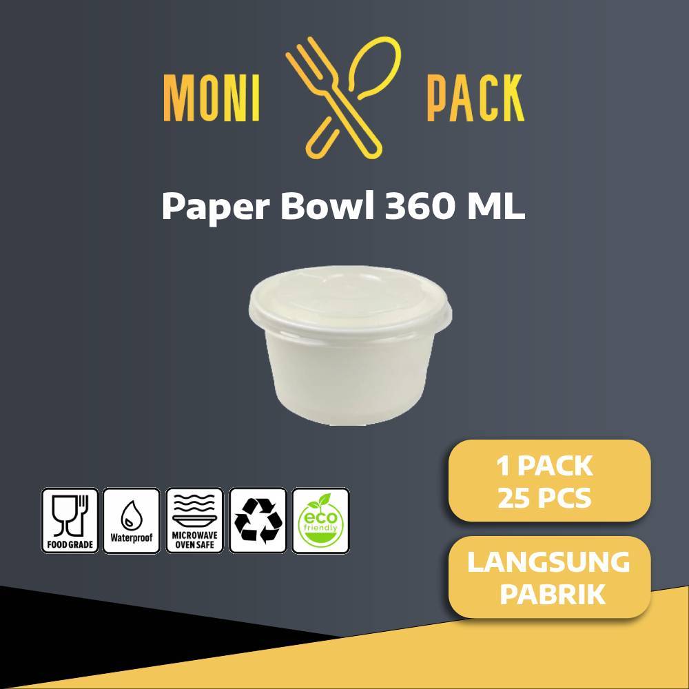 Jual Paper Bowl 360 ml / Mangkok Kertas / Rice Bowl Paper 360 ml ...