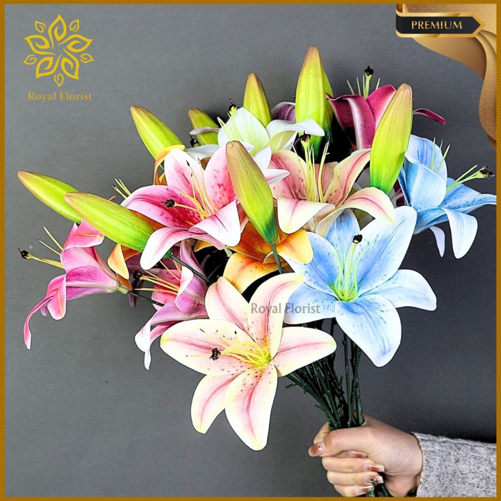 Jual Bunga Lily Latex X3 Cabang/Lily Hias Dekorasi/Bunga Lily Bucket ...