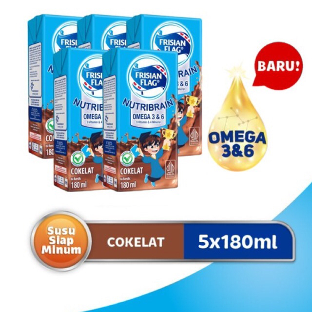 Jual Frisian Flag Omega Susu UHT Chocolate 180ml x 5 pcs | Shopee Indonesia
