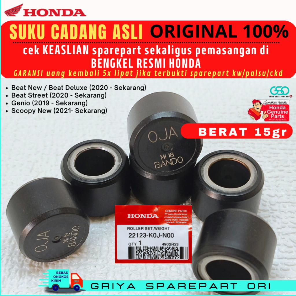 Jual Roller Roller Beat Street Roller 15 gram OriRoller Beat Deluxe Ori AHM Roller Honda Genio ...