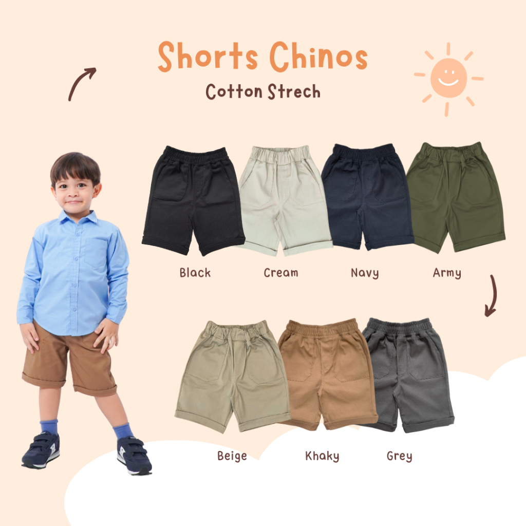 Jual Yobebee Celana Chino Pendek Anak Laki Laki Usia 2 4 6 8 10 12 Tahun Kids Shorts Pants Polos ...