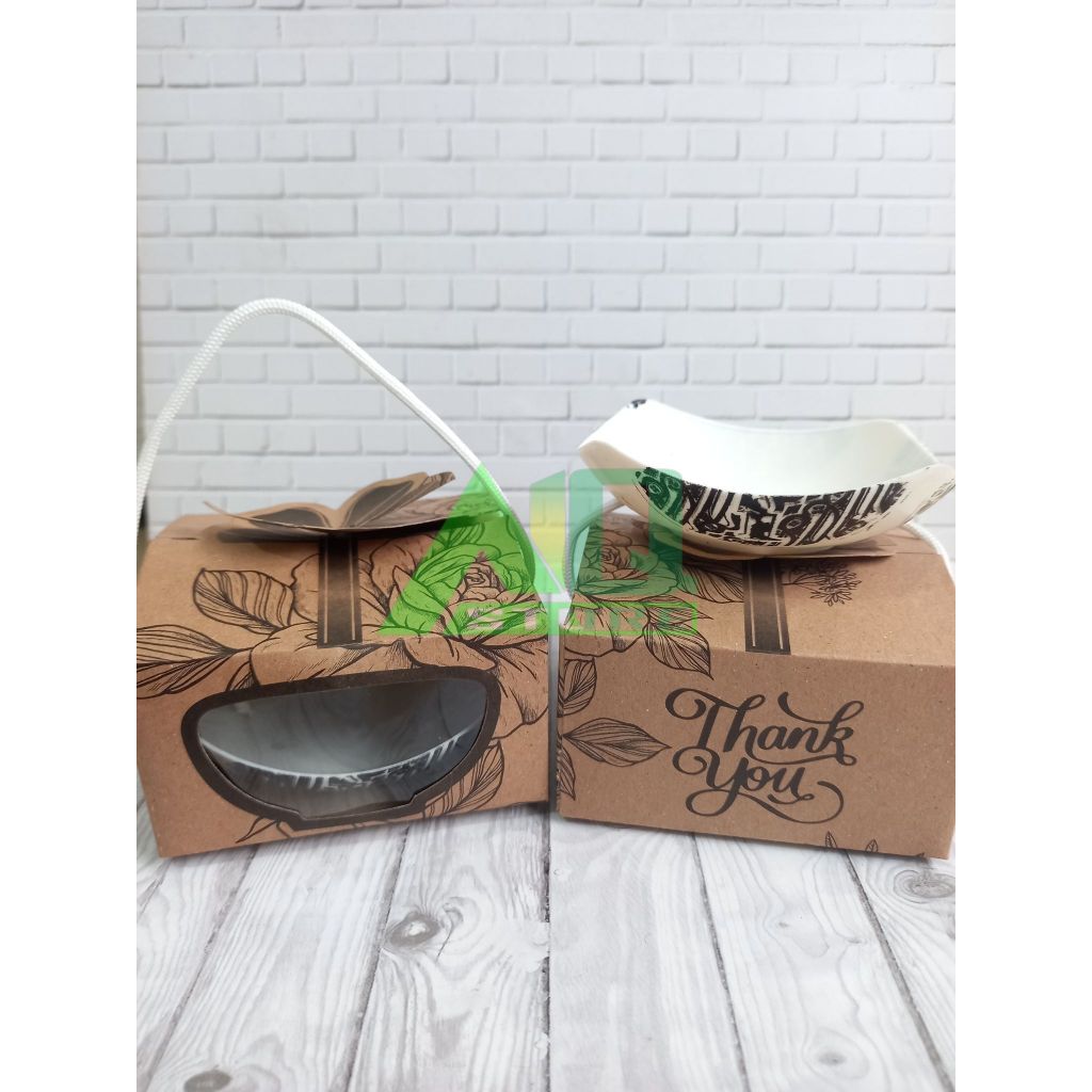 Jual isi (50pcs) Souvenir Mangkok Kotak Lengkung Batik kemasan box ...