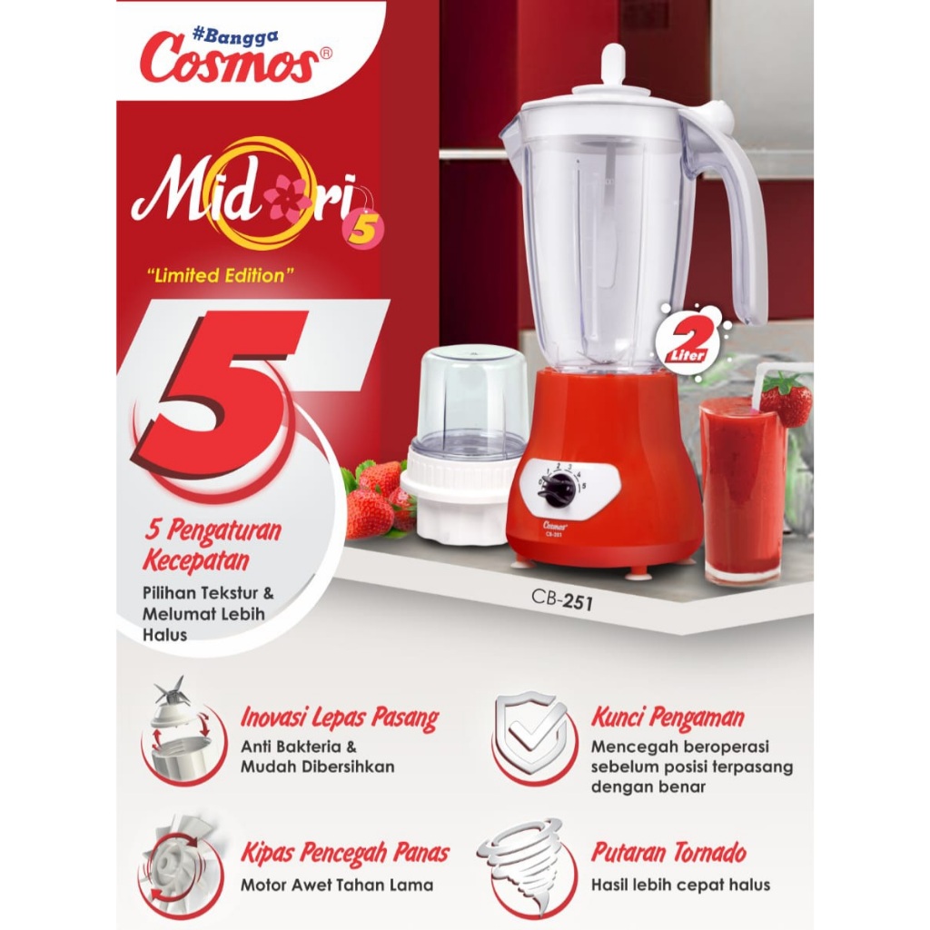 Jual BLENDER COSMOS CB 251 / CB-251 UKURAN 2 LITER GELAS PLASTIK ...