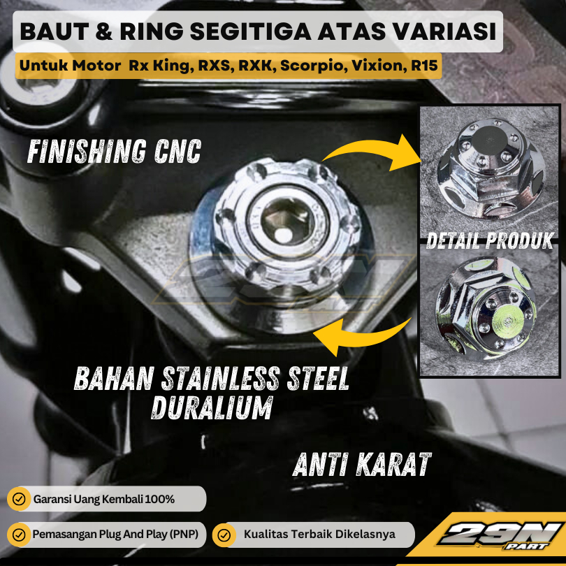 Jual Baud Baut Dan Ring Segitiga Atas CUSTOM DURAL & STAINLESS ...