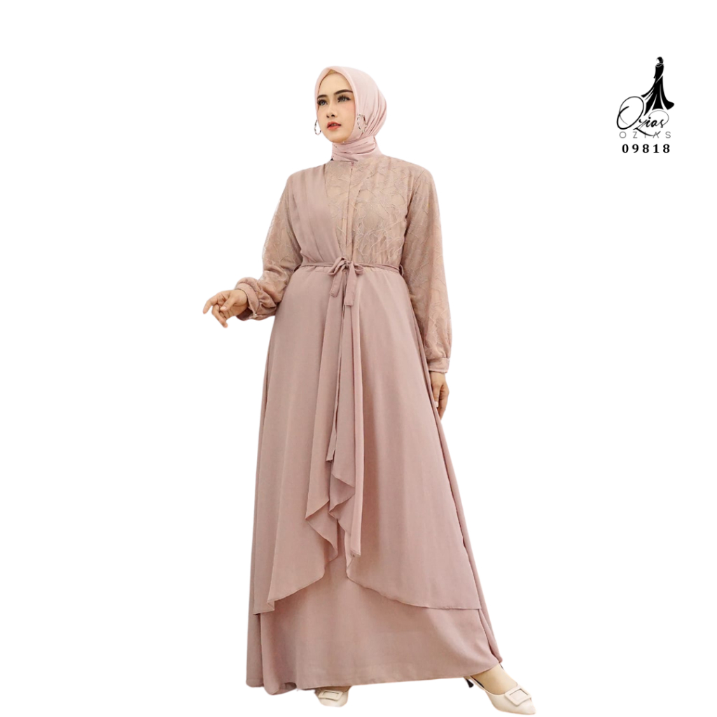 Jual Ozias - Gamis Brokat Combi Ceruty 09818 Ld 105 I Gamis Muslimah Wanita I Gamis Kondangan ...