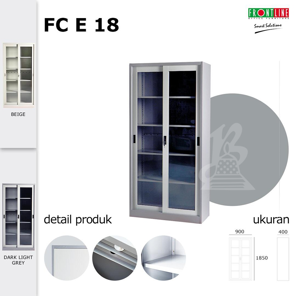 Jual Lemari arsip plat besi pintu geser kaca FC E18 ukuran 90 x 40 x ...