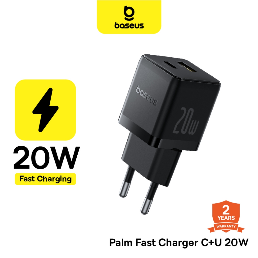 Jual BASEUS Kepala Charger Mini Palm Fast Charging C+U 20W EU Quick Charge Dual Port Type C ...