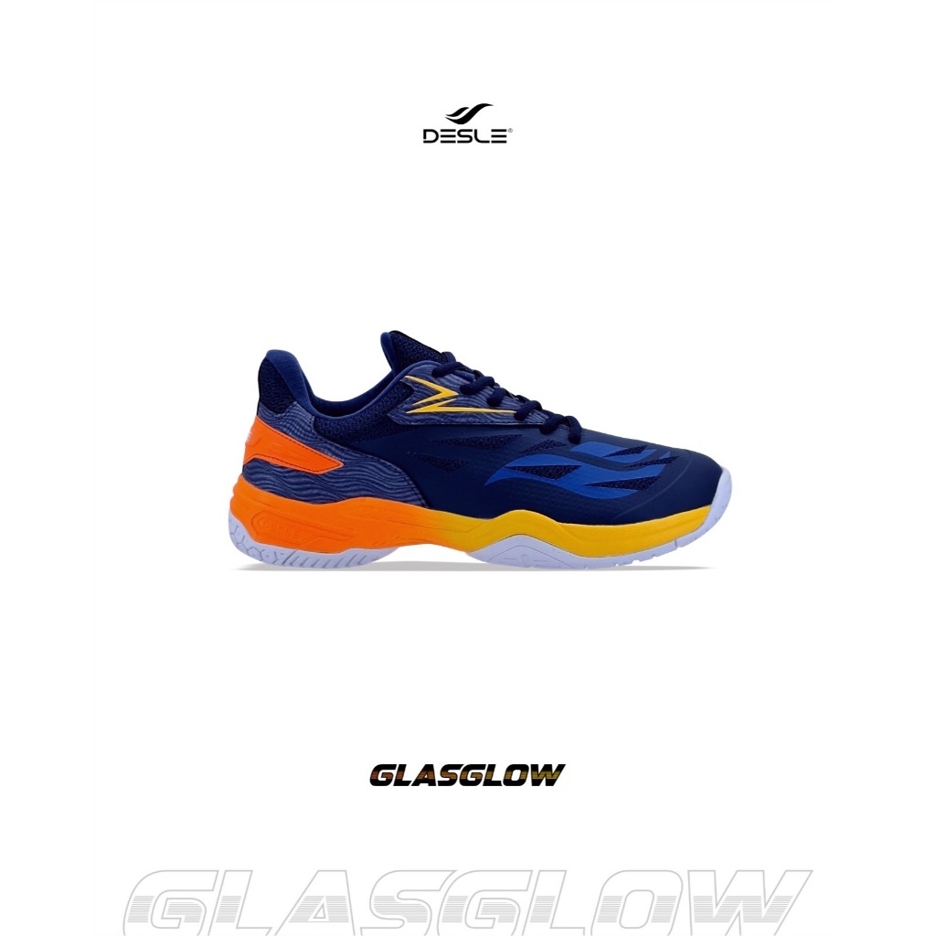 Jual Desle Sepatu Badminton Glasglow Biru Tua Oranye | Shopee Indonesia