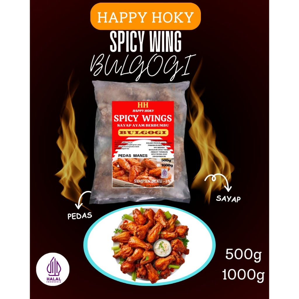 Jual Happy Hoki spicy wing rasa Bulgogi 1 KG dan 500 gram | Shopee ...