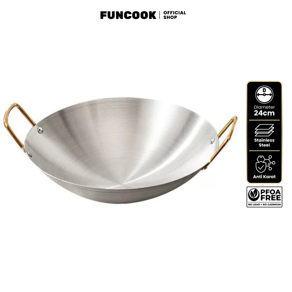 Jual FUNCOOK 3IN1 Silver Wajan Penggorengan Kuali Mini Stainless Steel ...