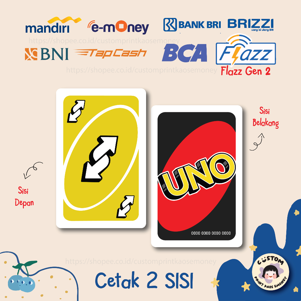 Jual KARTU EMONEY ETOLL UNO CARD REVERSE KUNING YELLOW CARD E MONEY ...