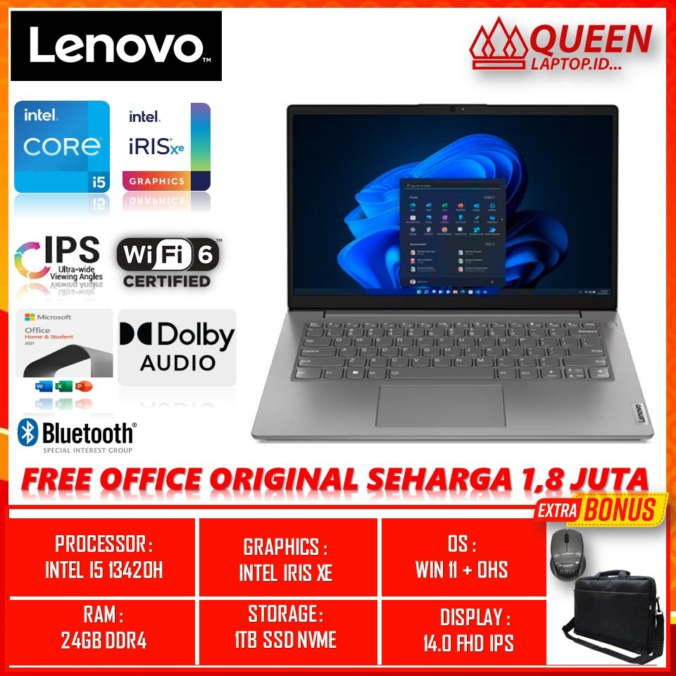 Jual LAPTOP MURAH LENOVO V14 G4 INTEL I5 13420H RAM 24GB 1TB SSD 14.0 FHD IPS WIN11+OHS TERLARIS ...