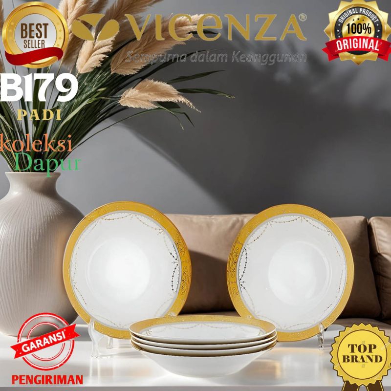 Jual Paket Piring Makan Vicenza size 9 inch B179 motif PADI diameter ...