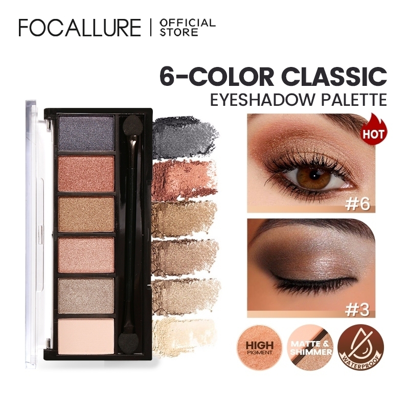 Jual FOCALLURE 6 Colors Nude/Smoky Eyeshadow Palette FA06 | Shopee ...