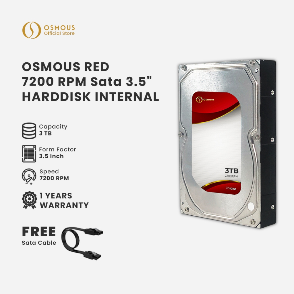 Jual Osmous Red Hardisk HDD Internal PC 3TB 7200RPM SATA 3.5" | Shopee Indonesia