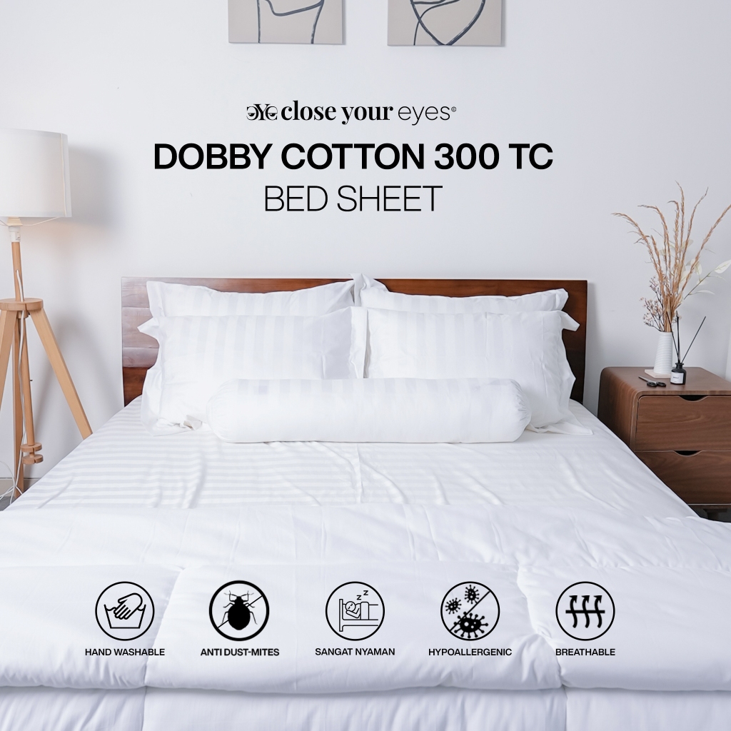 Jual Close Your Eyes - Sprei Polos Katun Dobby Salur 300TC Fitted Bed ...