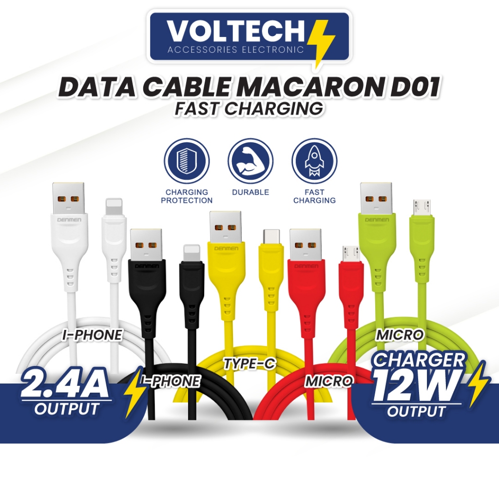 Jual Kabel Data Fast Charging VDENMENV D01LVT UP TO 2.4A | Shopee Indonesia