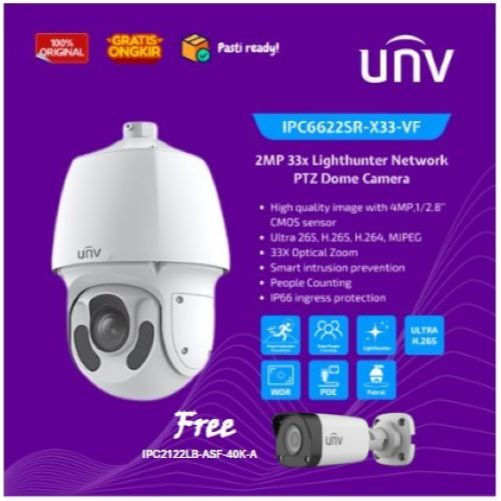 Jual UNV IPC6622SR-X33-VF Uniview 2MP 33x Lighthunter Network PTZ Dome Camera | Shopee Indonesia