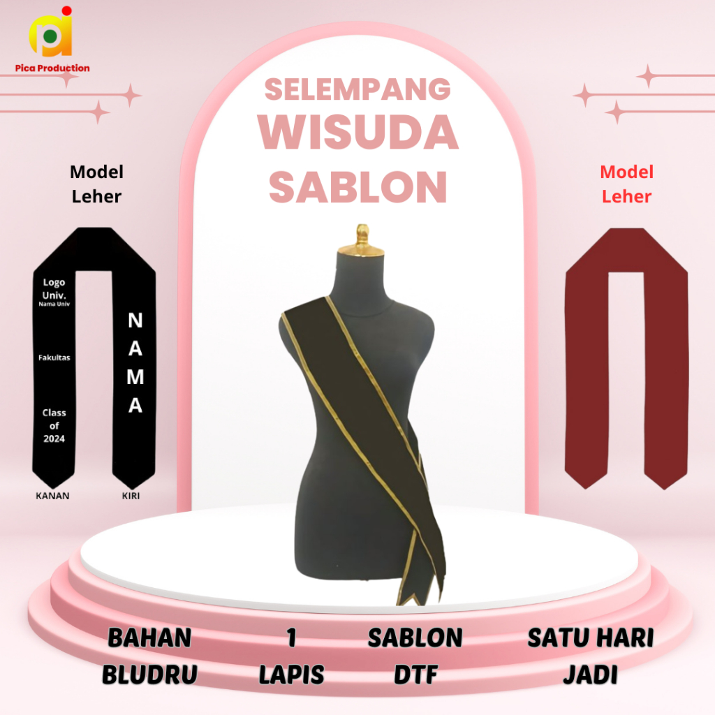 Jual SELEMPANG WISUDA CUSTOM LEHER / SAMPING (SABLON DTF ) | Shopee ...