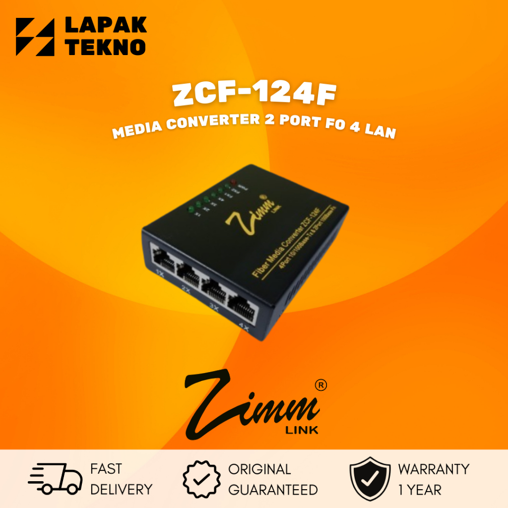 Jual ZIMMLINK ZCF-124F MEDIA CONVERTER 155MBPS SINGLE MODE 20KM 2 FIBER ...