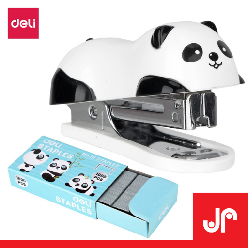 Jual DELI MINI STAPLER / STAPLER SEKOLAH ANAK MOTIF PANDA LUCU / SET ...