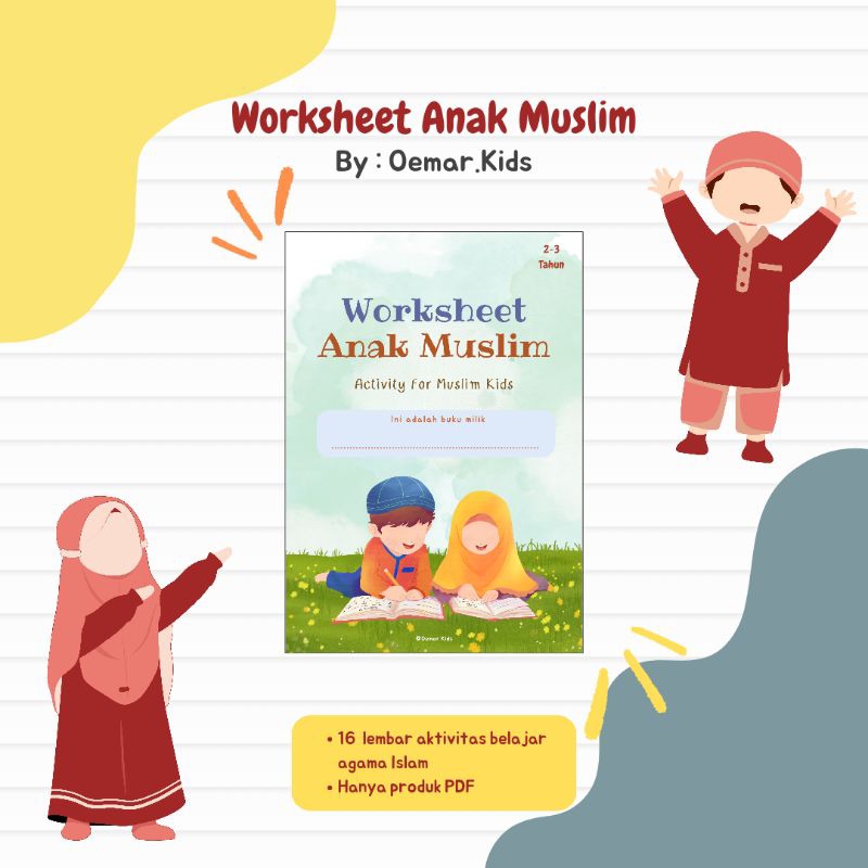 Jual PDF Worksheet Anak Muslim Untuk Anak 2 Tahun Pra TK PAUD Printable ...