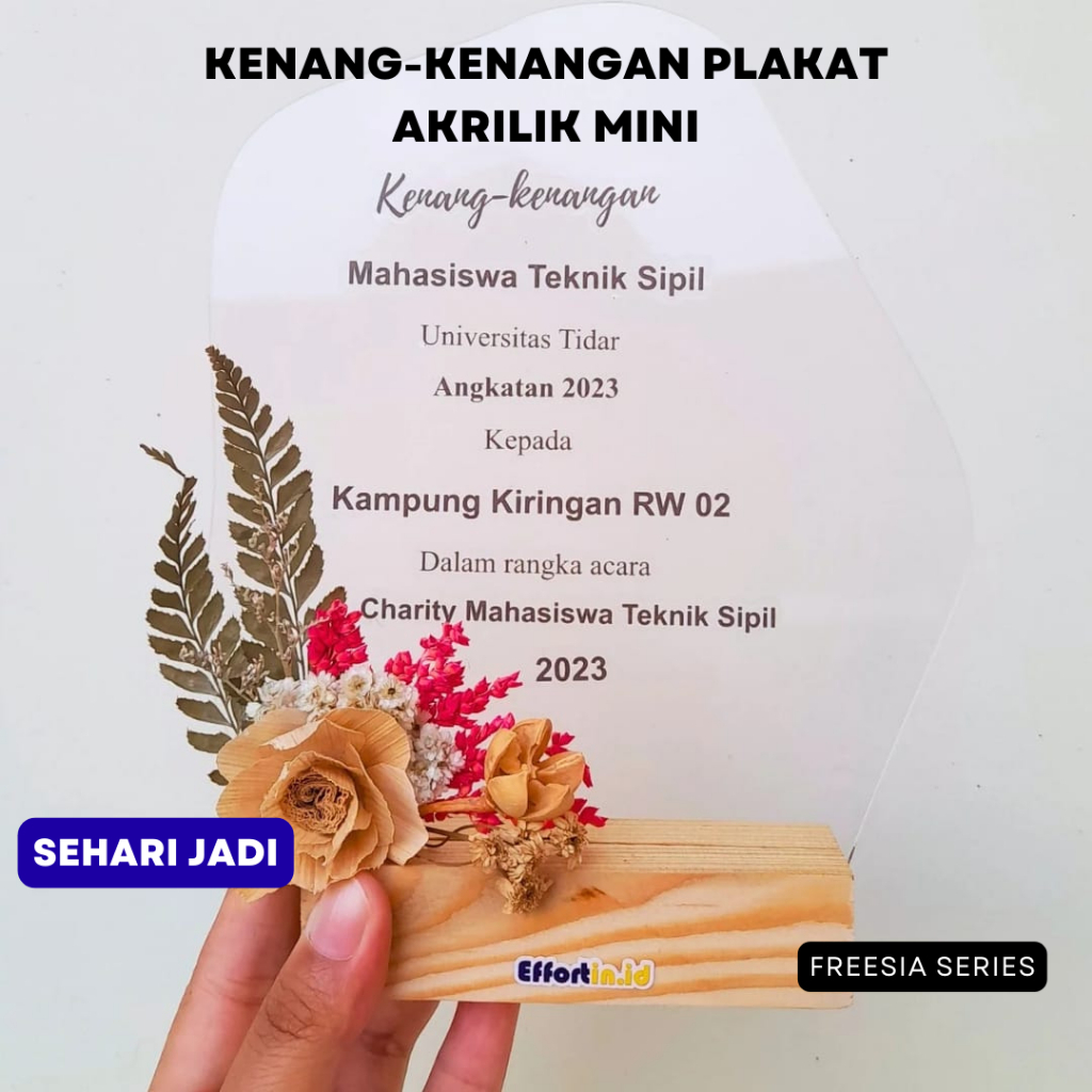 Jual effortin.id Plakat akrilik Kenang-Kenangan Perpisahaan KKN | guru | ucapan terimkasih bunga ...