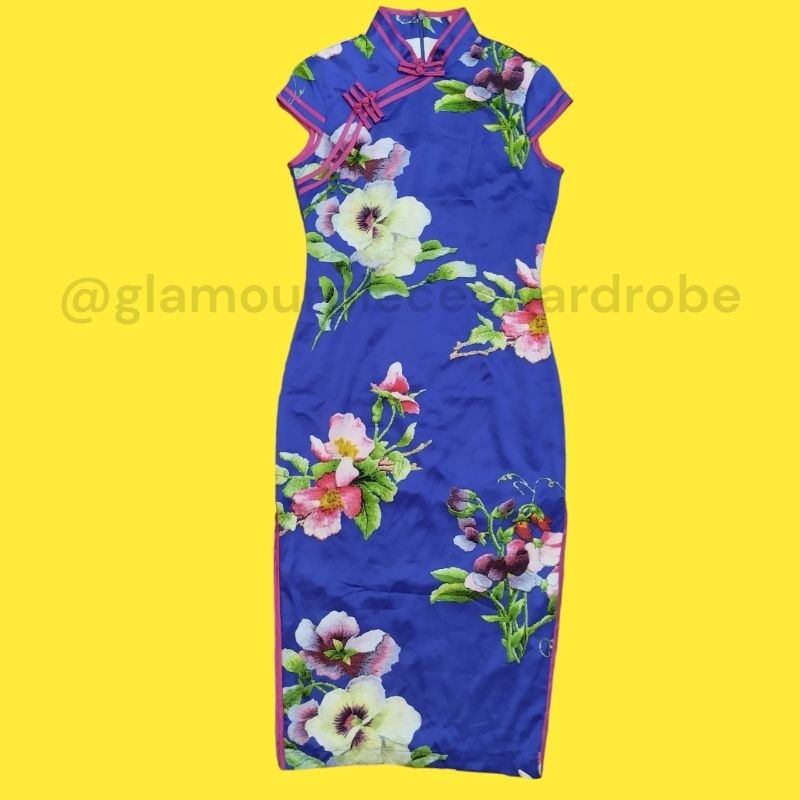 Jual Pre 🩷️ Long Blue Flower Cheongsam | Shopee Indonesia