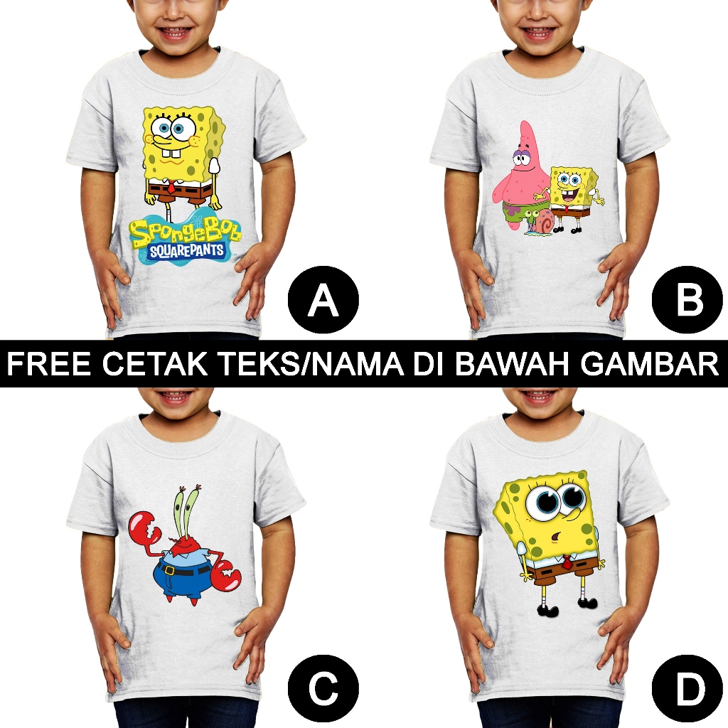 Jual Spongebob Patrick Squidward Mr. Crab Baju Kaos Anak dan Balita ...
