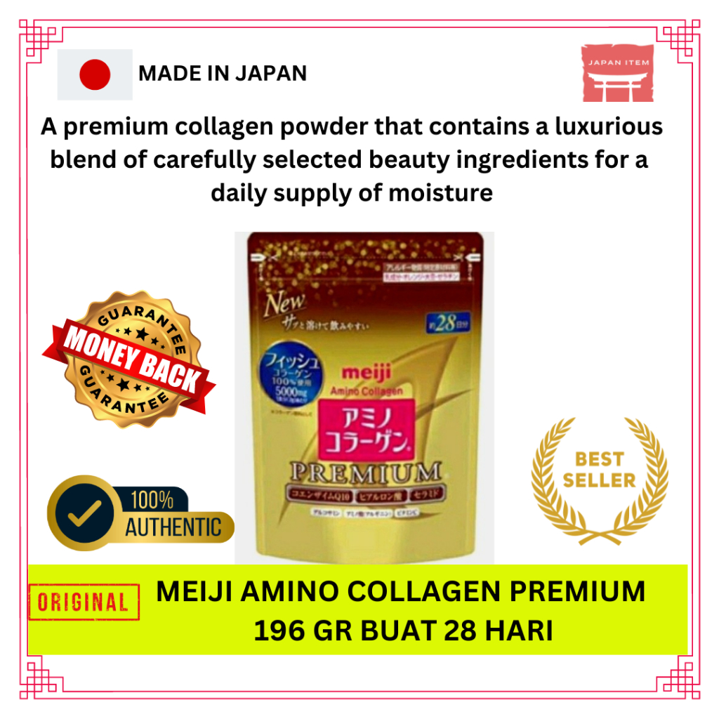 Jual Meiji Amino Collagen Premium refill original Japan 28 days new packaging | Shopee Indonesia