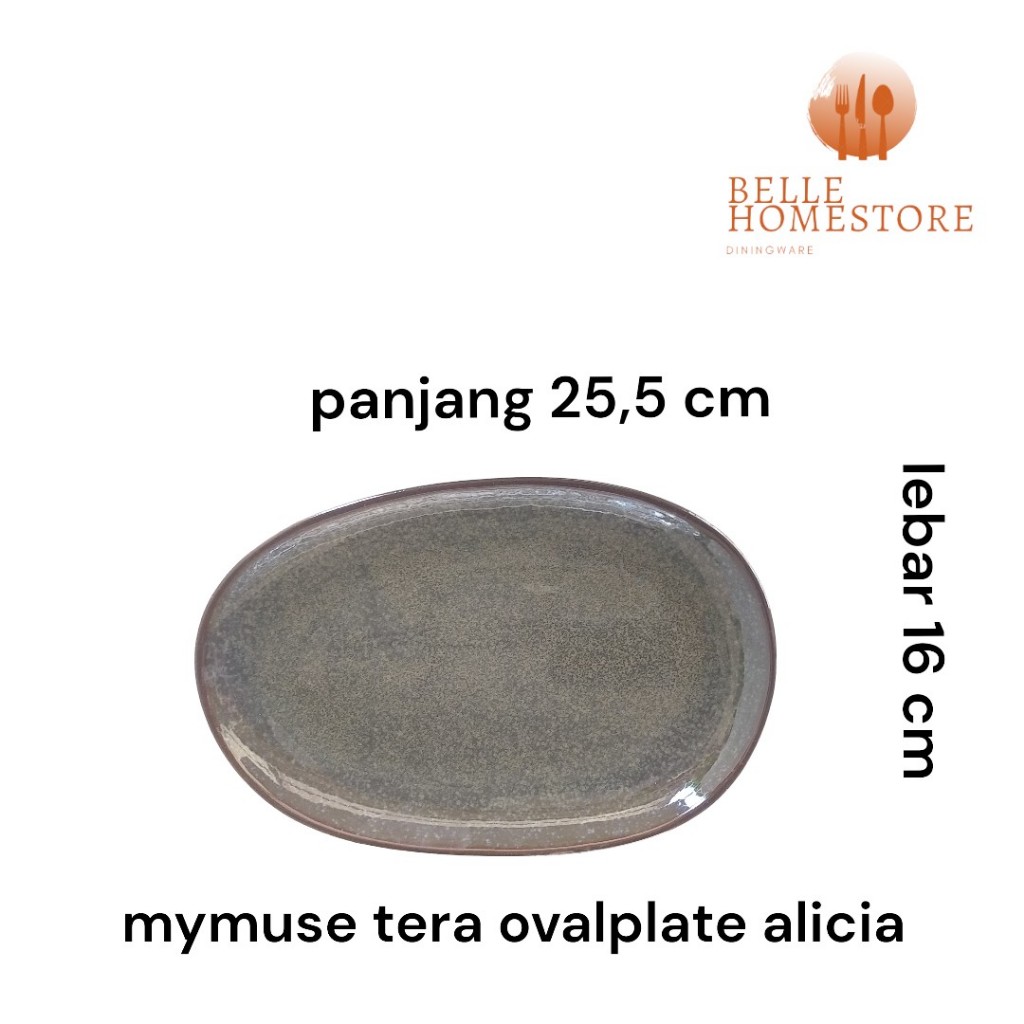 Jual PIRING KERAMIK JEPANG OVAL PLATE KERAMIK MYMUSE TERA 25,5 X 16cm ...