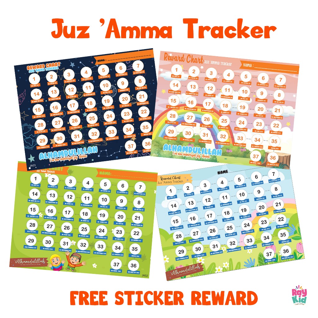 Jual Reward chart anak muslim hafalan juz amma tracker bahan wipe clean ...