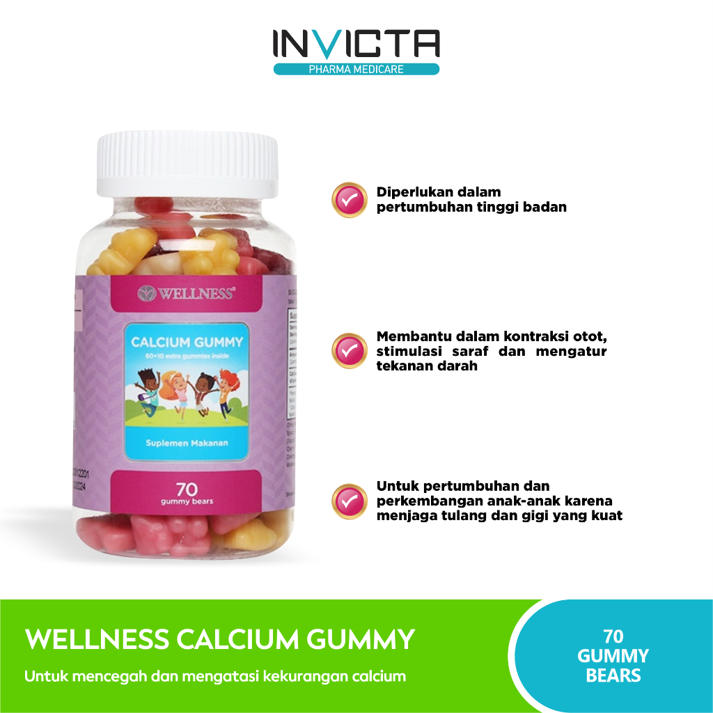 Jual Wellness Calcium Gummy - Isi 70 Gummy Bears | Shopee Indonesia