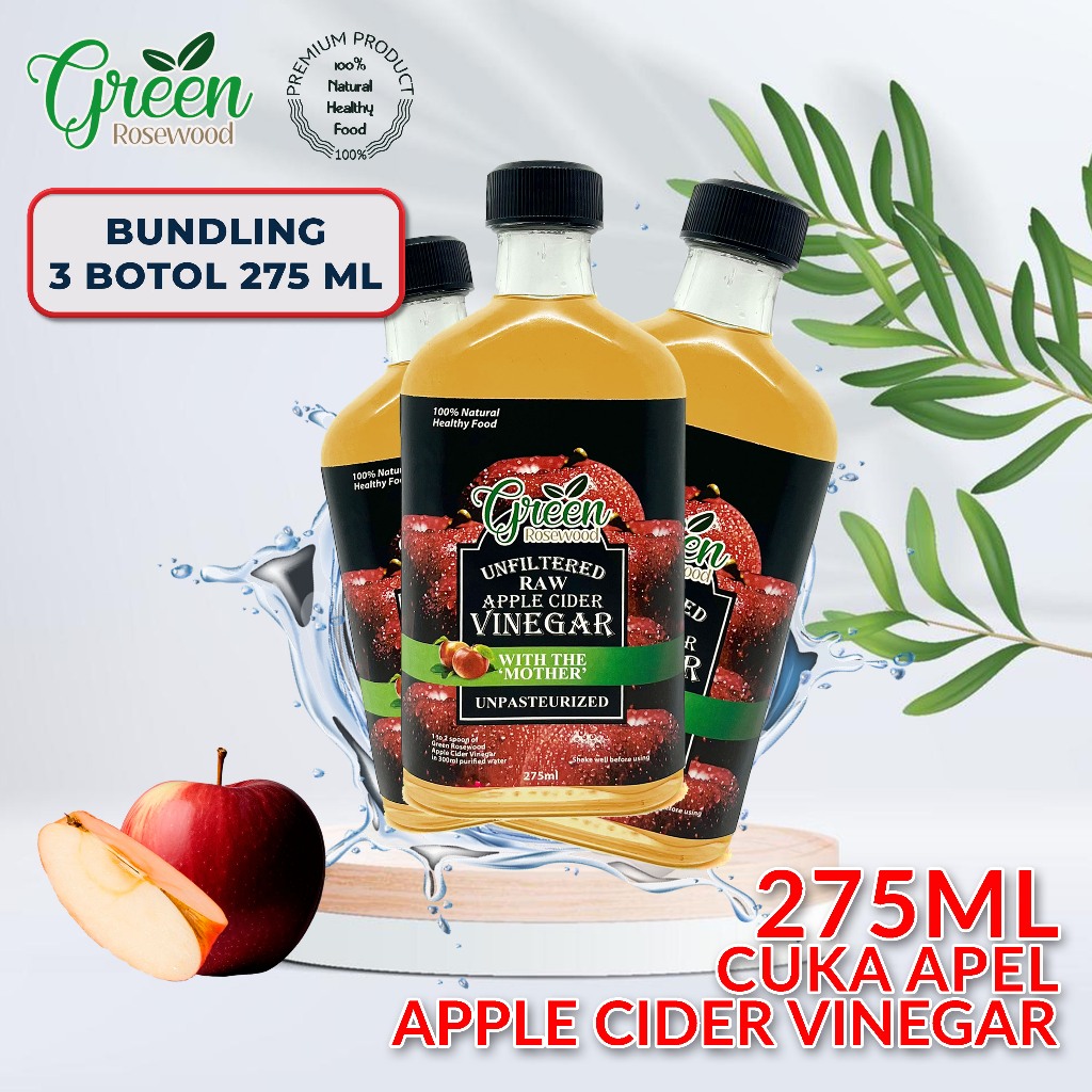Jual (BUNDLING 3 BOTOL) CUKA APEL PREMIUM WITH MOTHER 275 ML - APPLE ...