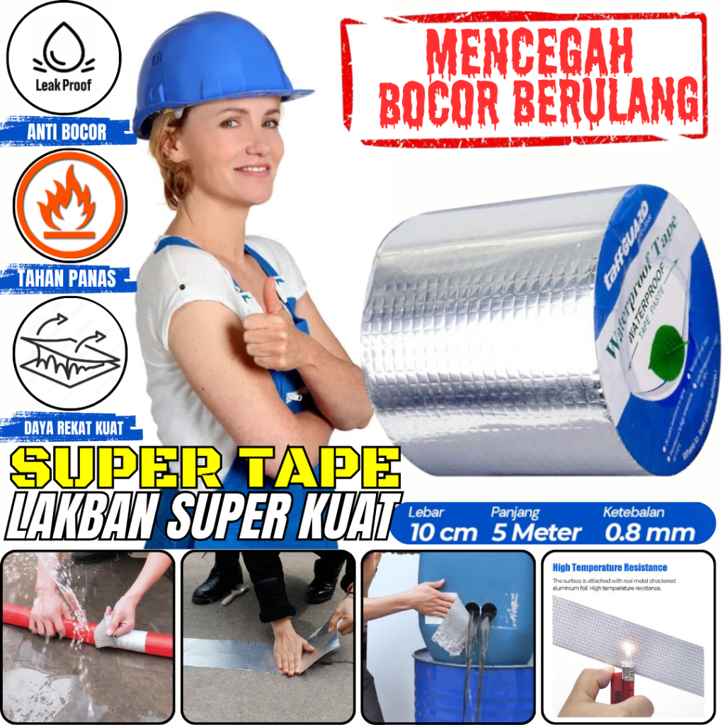 Jual Tape Isolasi Lakban Anti Bocor Super Kuat Waterproof Penambal Pipa PVC Pipa Besi Lebar 10 ...