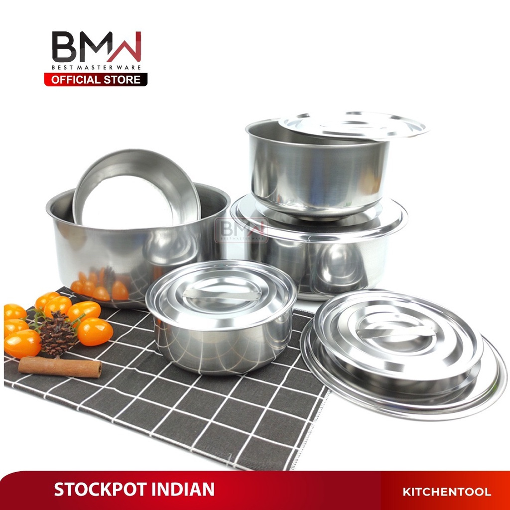 Jual Panci Indian Pot Stainless Steel Tebal Stock Pot Beranak High ...