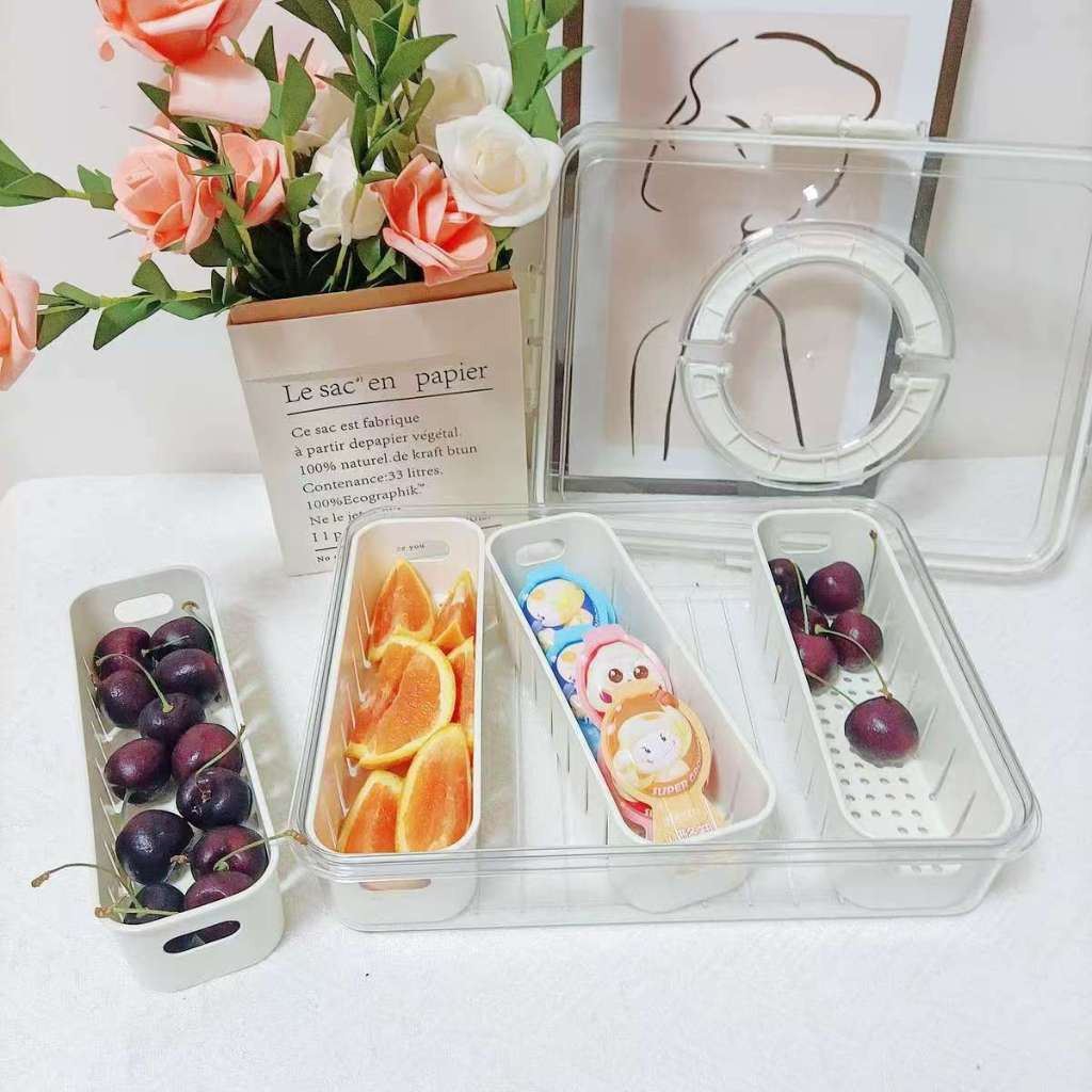 Jual Kotak penyimpanan kulkas transparan multifungsi, sekat kotak drain ...