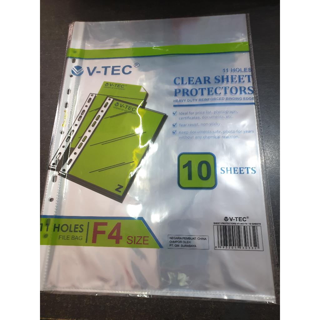 Jual Map Plastik Clear Sheet Protector V-TEC F4 Pelindung Kertas VTEC ...