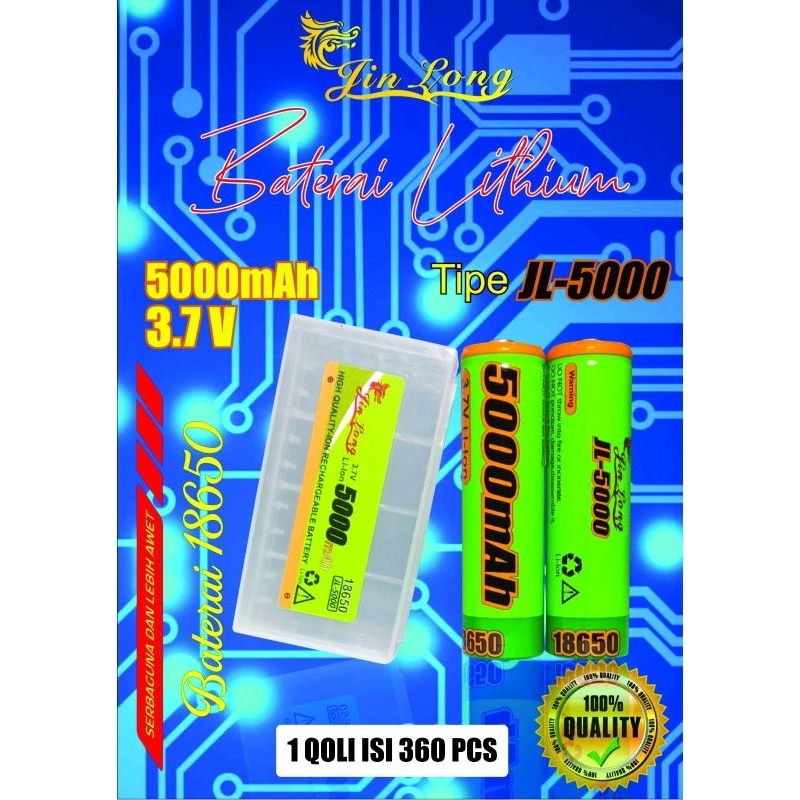 Jual BATERAI LITHIUM-ION LI-LON 18650 ORIGINAL JIN LONG 3,7V PERPSC ...