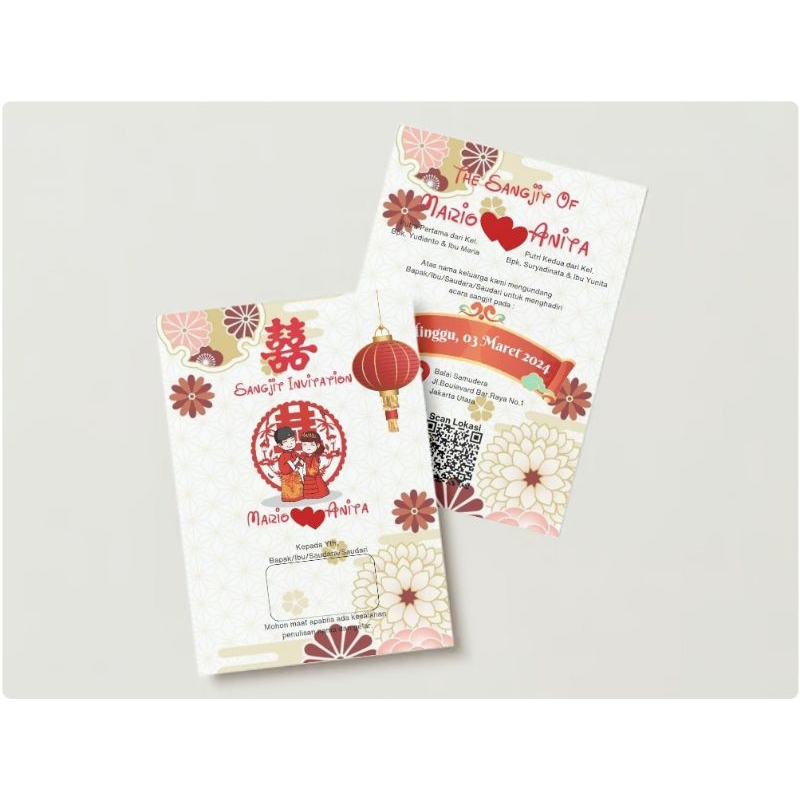 Jual Undangan pernikahan chinese wedding invitation custom sangjit cina ...