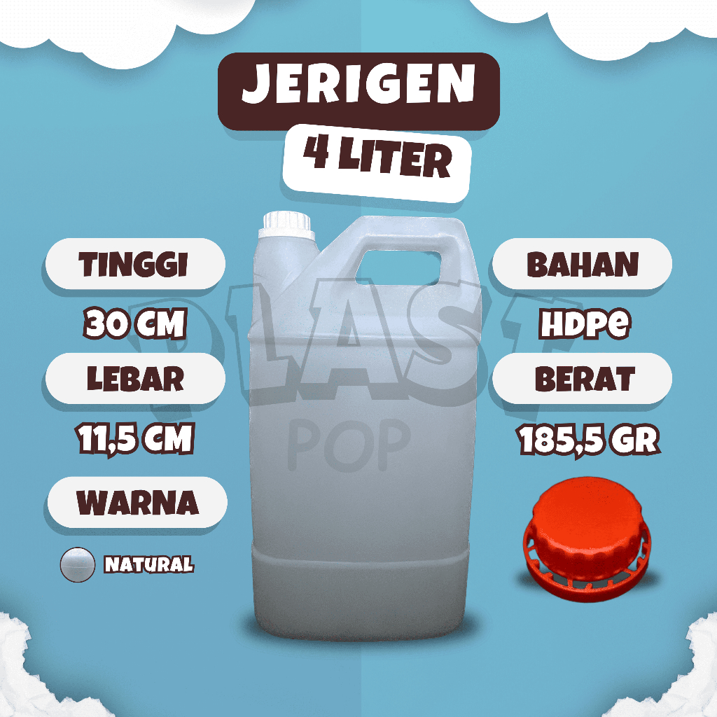 Jual (Instant & Same Day) Jerigen 4 Liter HDPE Baru / 1 Galon / 4 Liter / Laundry / 4 Liter / 4 ...
