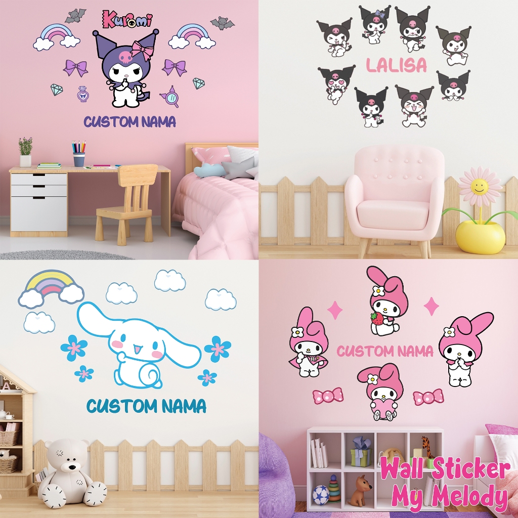 Jual Kamila Creative - Stiker Dinding Custom Nama Sanrio Karakter Kuromi, Cinamorol, My Melody ...