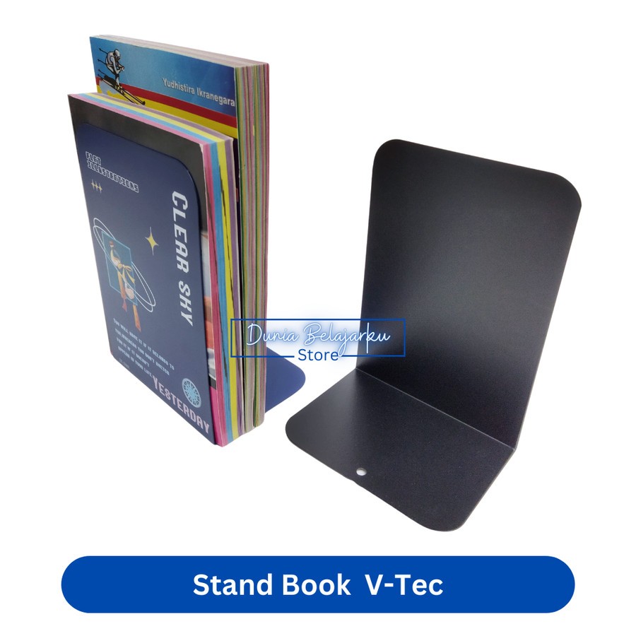 Jual Pembatas Besi Penahan Sandaran Buku Stand Book V-TEC Motif [Isi 2 ...