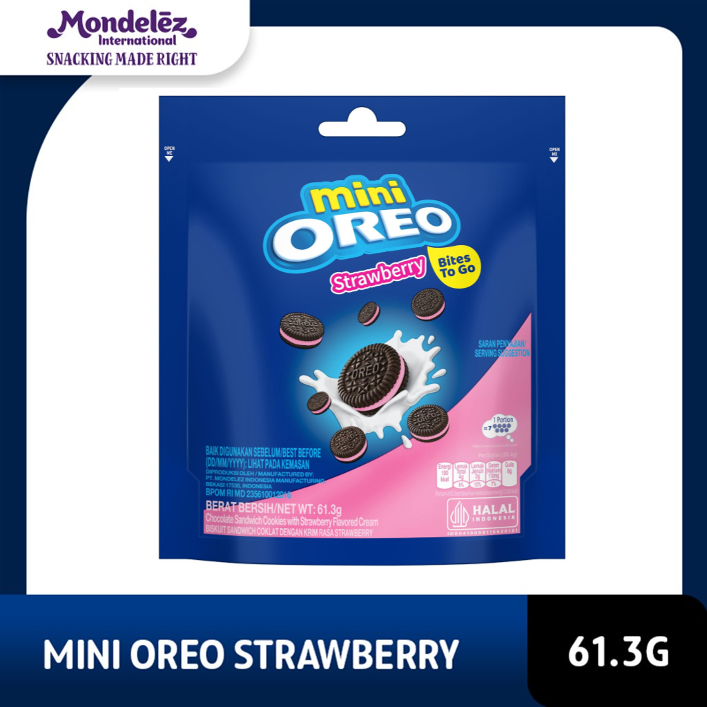 Jual Mini Oreo Biskuit Strawberry 61.3g Untuk Traveling | Shopee Indonesia