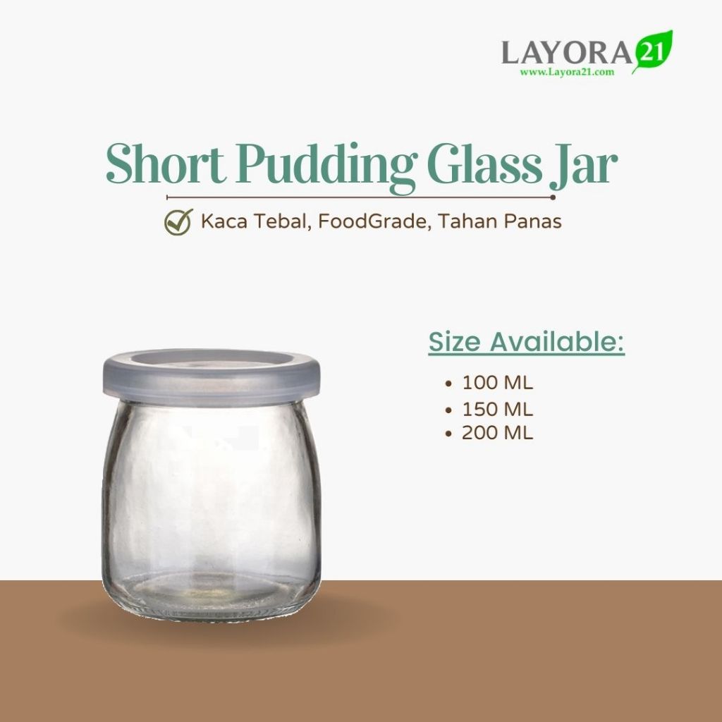 Jual Layora21 Short Pudding Glass Bottle With Plastic Lid | Gelas ...